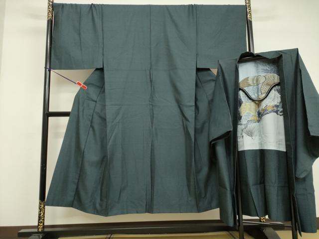 平和屋着物●男性　紬　アンサンブル　120亀甲　正絹　逸品　DAAU0892tw