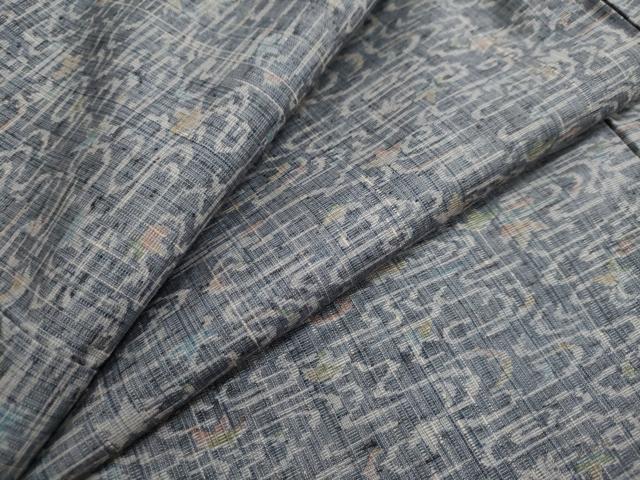 平和屋着物▽上質な紬　単衣　流水舞葉文　正絹　逸品　DAAU2658ud