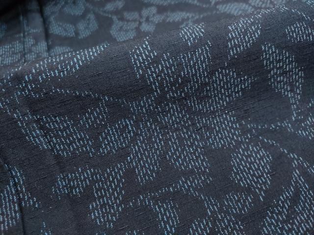 平和屋着物▽結城紬 単衣 更紗草花文 正絹 逸品 DAAU2667ud