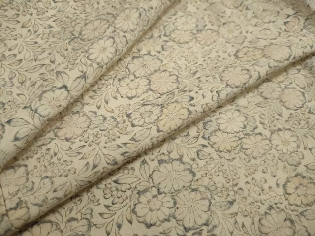 平和屋着物▽上質な小紋　単衣　紬地　草花文　正絹　逸品　DAAU2668ud