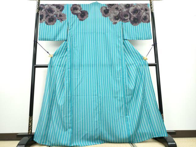 平和屋着物▽訪問着　単衣　草花文　洗える着物　DAAU2998ud