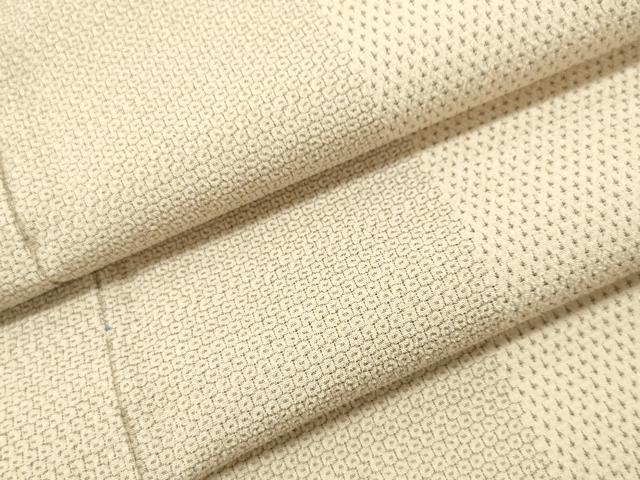 平和屋着物▽本塩沢　単衣　110亀甲　十字絣　正絹　逸品　DAAU3258op