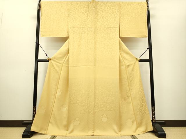 平和屋着物●無地絵羽訪問着　草花丸地紋　飴色　正絹　逸品　DAAU3934du