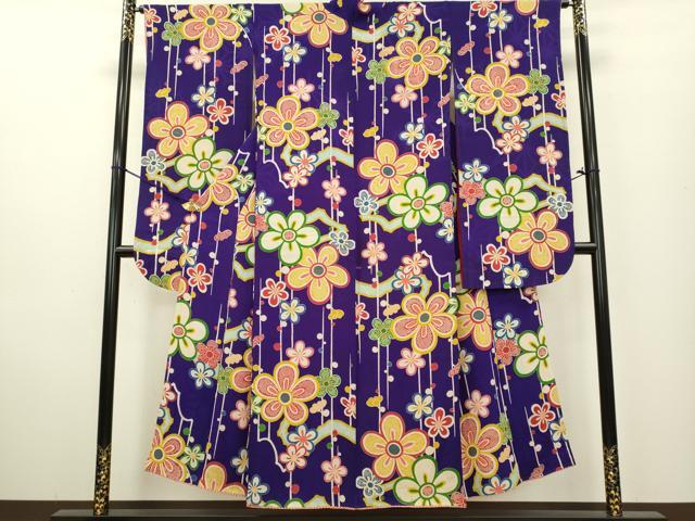 平和屋着物●アンティーク　大正ロマン　振袖　舞花文　正絹　逸品　DAAU3950du