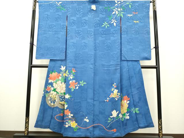 平和屋着物●アンティーク　大正ロマン　訪問着　駒刺繍　花車文　正絹　逸品　DAAU3951du