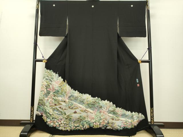 平和屋着物●本加賀友禅作家　多崎元人　黒留袖　風景花文　静寂　松坂屋扱い　正絹　逸品　DAAU3955du