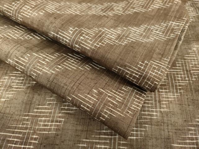 平和屋着物▽上質な紬　単衣　斜線文　正絹　逸品　DAAU3971du