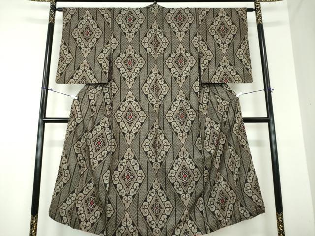 平和屋着物●本場大島紬　龍郷絣　花菱文　正絹　逸品　DAAU5004ps