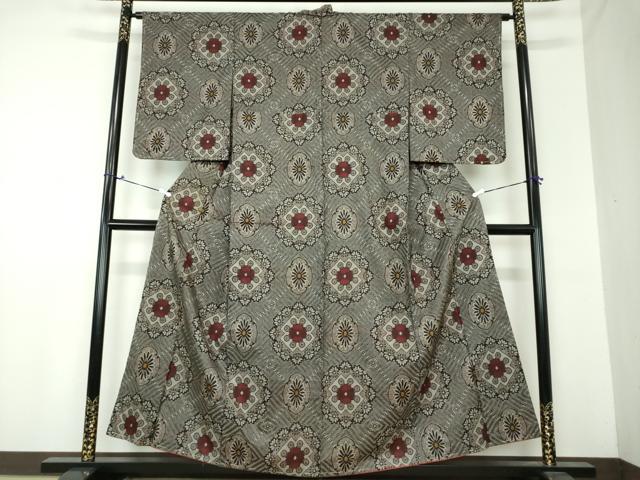 平和屋着物●本場大島紬　龍郷絣　花丸文　正絹　逸品　DAAU5005ps