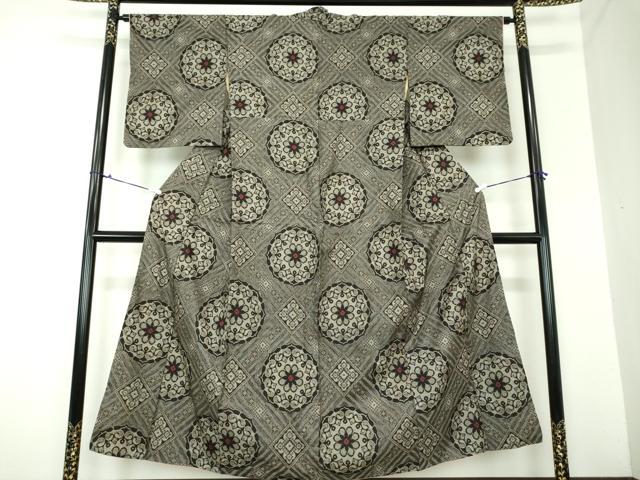 平和屋着物●本場大島紬　龍郷絣　花菱文　正絹　逸品　DAAU5007ps