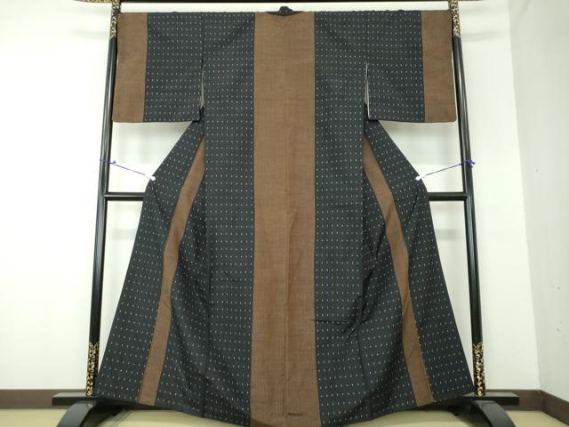 平和屋着物●上質な紬　十字絣　間道　正絹　逸品　DAAU5030ps