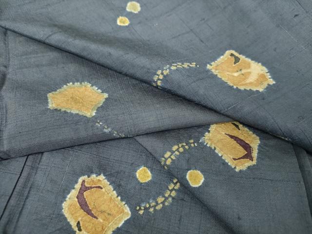 平和屋着物●上質な紬　絞り　抽象文様　正絹　逸品　DAAU5034ps