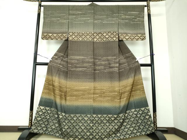 平和屋着物●訪問着　紬地　霞鱗文　金彩　正絹　逸品　DAAU5040ps