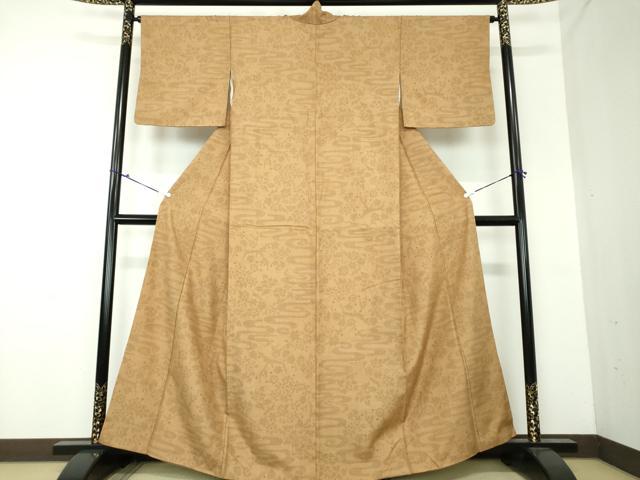 平和屋着物●結城紬　80亀甲　流水花文　正絹　逸品　DAAU5055ps