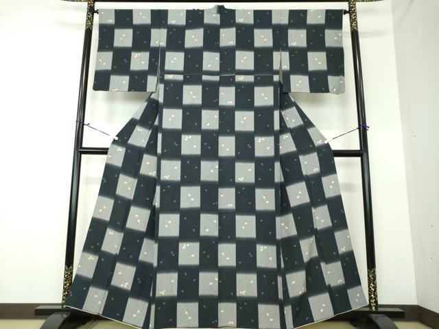 平和屋着物●上質な小紋　鹿の子市松桜　正絹　逸品　DAAU5057ps