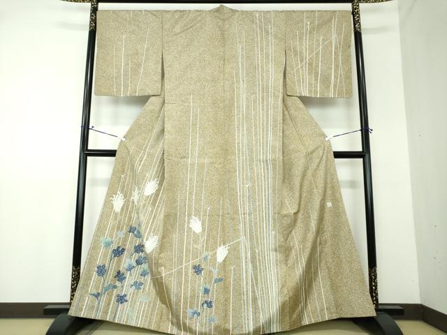 平和屋着物●本場染大島紬　訪問着　友禅　作家物　菊文　たたき染め　正絹　逸品　DAAU5065ps