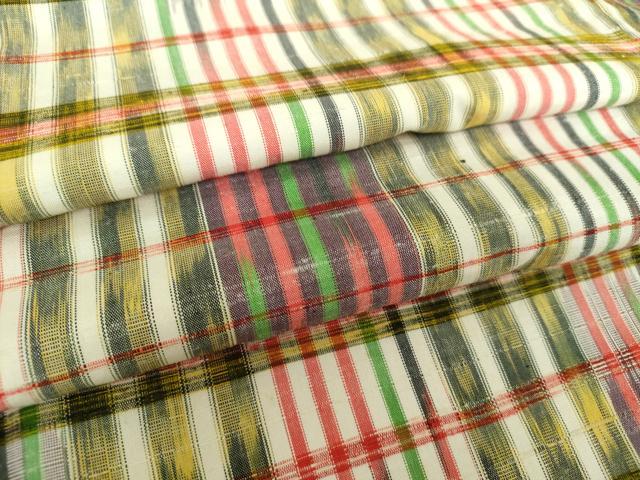 平和屋着物●上質な紬　変わり格子　正絹　逸品　DAAU5072ps