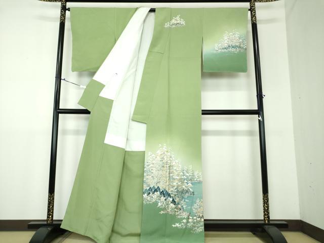 平和屋着物▽訪問着 単衣 幾何学文様 暈し染め 洗える着物