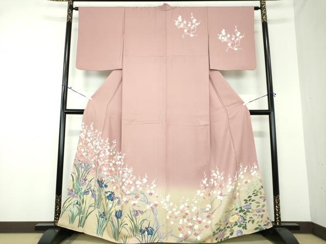 平和屋着物●訪問着　友禅　枝梅　菖蒲　暈し染め　正絹　逸品　DAAU5103ps