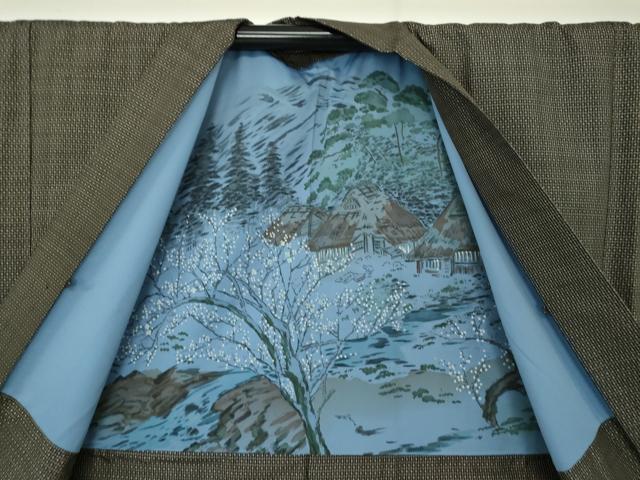 平和屋着物○男性 本場大島紬 アンサンブル 長羽織 亀甲柄 正絹 逸品