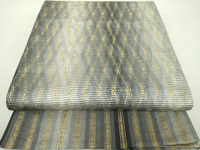平和屋着物●ひなや工房　くむ・あむ・おる　伊豆蔵明彦　組織　太鼓柄袋帯　菱間道　金糸　正絹　逸品　DAAU5145ps
