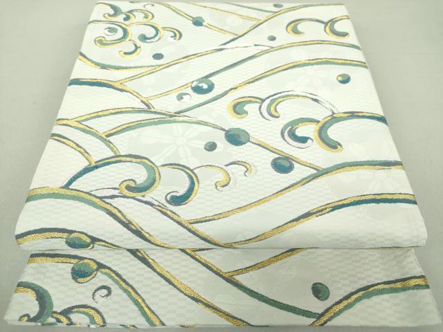 平和屋着物●六通柄袋帯　立波文　金銀糸　正絹　逸品　DAAU5149ps