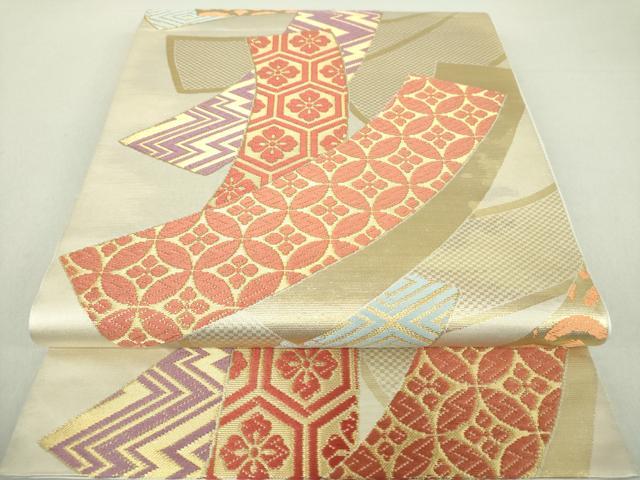 平和屋着物●西陣　川島織物　六通柄　本袋帯　唐織　短冊吉祥花文　金糸　正絹　逸品　DAAU5153ps