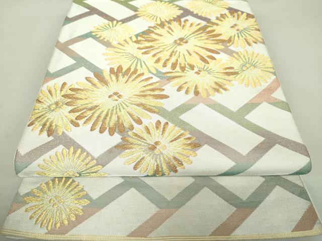 平和屋着物●西陣　川島織物　六通柄　本袋帯　檜垣松葉文　金糸　正絹　逸品　DAAU5154ps