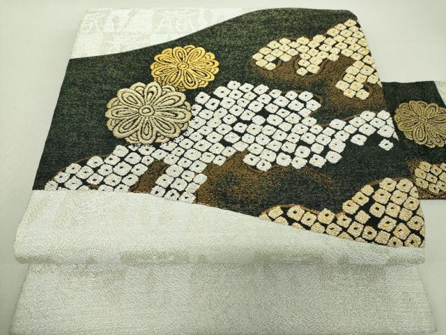 平和屋着物●創業280年　誉田屋源兵衛　九寸名古屋帯　立波菊文　金銀糸　正絹　逸品　DAAU5160ps