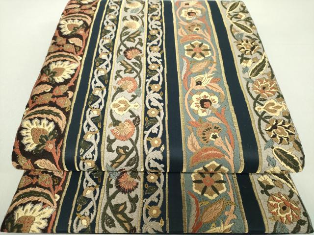 平和屋着物●六通柄袋帯　唐織　趣献上花樹文　金糸　正絹　逸品　未使用　DAAU5163ps