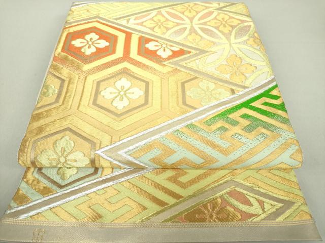 平和屋着物○西陣 川島織物 六通柄 本袋帯 吉祥花文 金