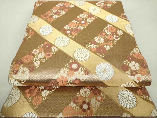 平和屋着物●西陣　川島織物　六通柄　本袋帯　唐織　花間道　金銀糸　正絹　逸品　DAAU5169ps