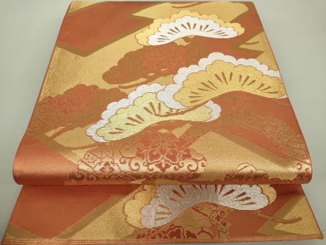 平和屋着物●西陣　川島織物　六通柄　本袋帯　吉祥花松文　金銀糸　正絹　逸品　DAAU5175ps