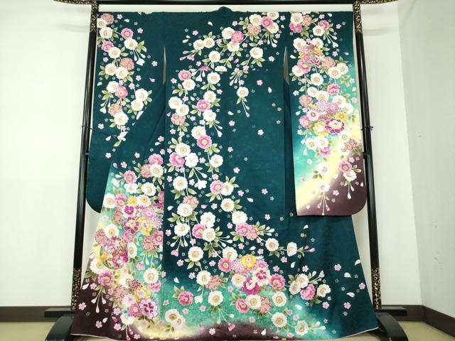 平和屋着物●豪華振袖　駒刺繍　枝垂れ桜　吉祥花文　暈し染め　金彩　正絹　逸品　DAAU5208ps