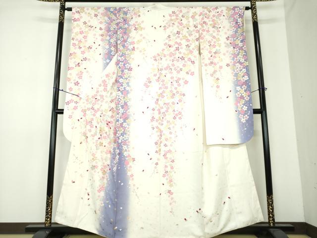 平和屋着物●豪華振袖　FINAL　STAGE　ラインストーン　枝垂れ桜　暈し染め　金銀彩　正絹　逸品　DAAU5209ps