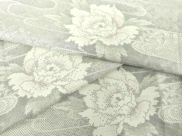 平和屋着物●本場大島紬　白大島　9マルキ　霞花文　正絹　逸品　DAAU5234ps