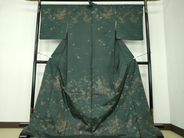 平和屋着物●本場染大島紬　訪問着　吉祥花文　金彩　正絹　逸品　未使用　DAAU5235ps