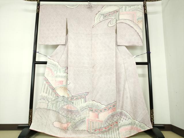 平和屋着物●名門　藤娘きぬたや・総絞り　訪問着　霞風景　正絹　逸品　DAAU5240ps