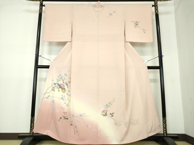 平和屋着物●訪問着　友禅　作家物　枝花文　暈し染め　鈴乃屋扱い　正絹　逸品　DAAU5241ps