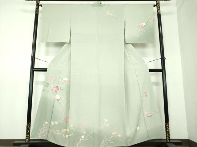 平和屋着物●京加賀友禅　百貫達雄　訪問着　枝花文　暈し染め　正絹　逸品　DAAU5251ps