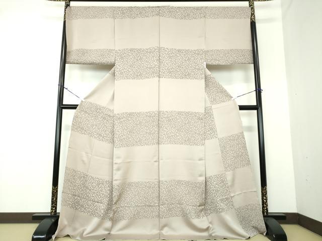 平和屋着物●樋熊哲也　小紋　横段花唐草文　仮絵羽　正絹　逸品　未使用　DAAU5259ps