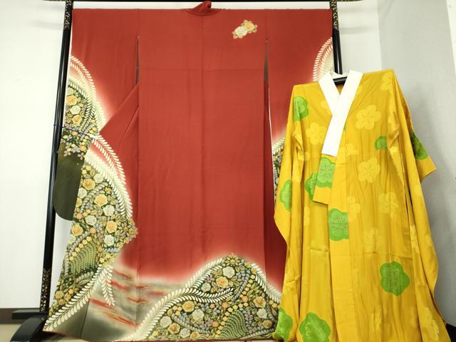 平和屋着物●豪華振袖　長襦袢(無双仕立て)セット　絞り　辻が花　暈し染め　正絹　逸品　DAAU5298ps