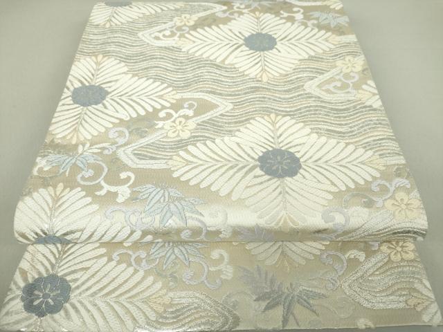 平和屋着物●六通柄袋帯　雲龍　唐織　花菱文　銀糸　正絹　逸品　DAAU5341ps