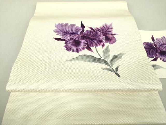 平和屋着物●九寸名古屋帯　手描き　草花文　正絹　逸品　DAAU5371ps