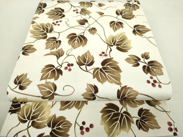 平和屋着物●全通柄袋帯　葡萄蔦の葉文　金彩　正絹　逸品　DAAU5400ps