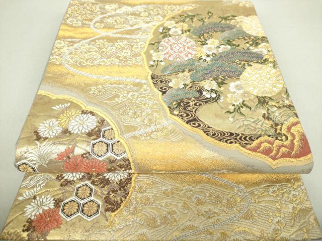平和屋着物●西陣の名門　加納幸謹製　六通柄袋帯　唐織　立波吉祥花文　金糸　正絹　逸品　DAAU5411ps