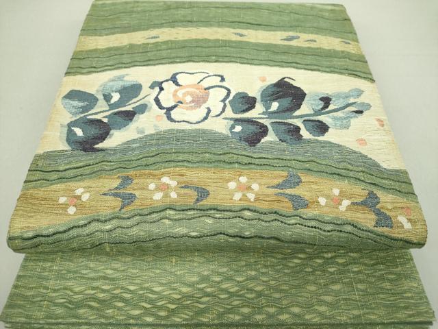 平和屋着物○太鼓柄袋帯 スリーシーズン 春夏秋 すくい織 立波文