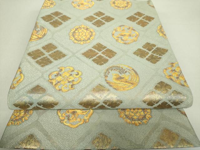 平和屋着物●六通柄袋帯　花鳥丸文　金糸　正絹　逸品　DAAU5434ps