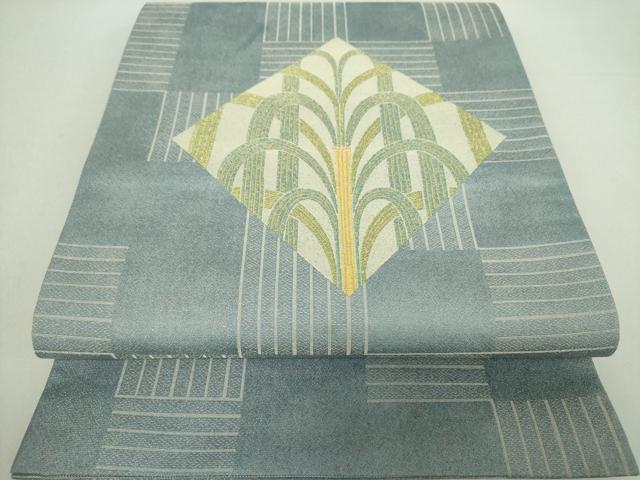 平和屋着物●太鼓柄袋帯　菱取笹文　金糸　正絹　逸品　DAAU5443ps