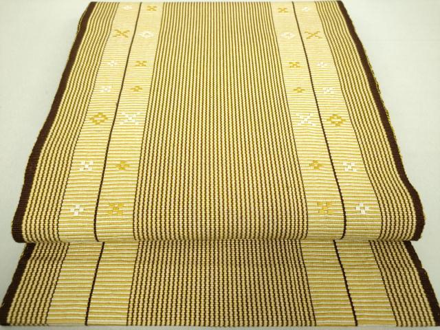平和屋着物●沖縄県伝統工芸品　八重山ミンサー　手織り　八寸名古屋帯　変わり間道　綿　逸品　DAAU5456ps